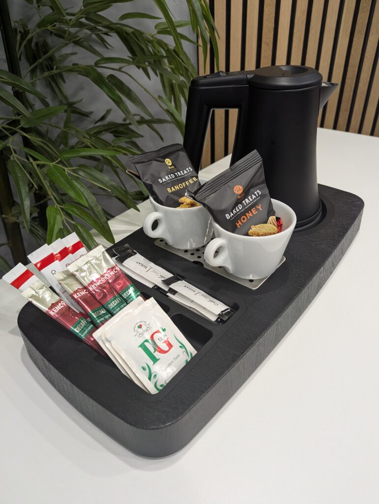 5 x Sense Hospitality Trays With Biscuits - Hotel Beverage Trays